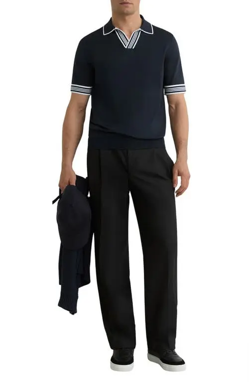 REISS Poole Tipped Polo - Navy