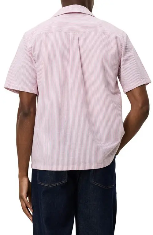 LES DEUX Lukas Stripe Cotton & Linen Camp Shirt - Crocus Pink