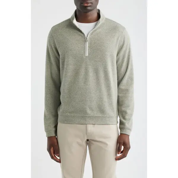 Scott Barber Marled Quarter Zip Pullover - Agave