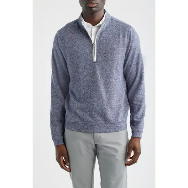 Scott Barber Marled Quarter Zip Pullover - Indigo
