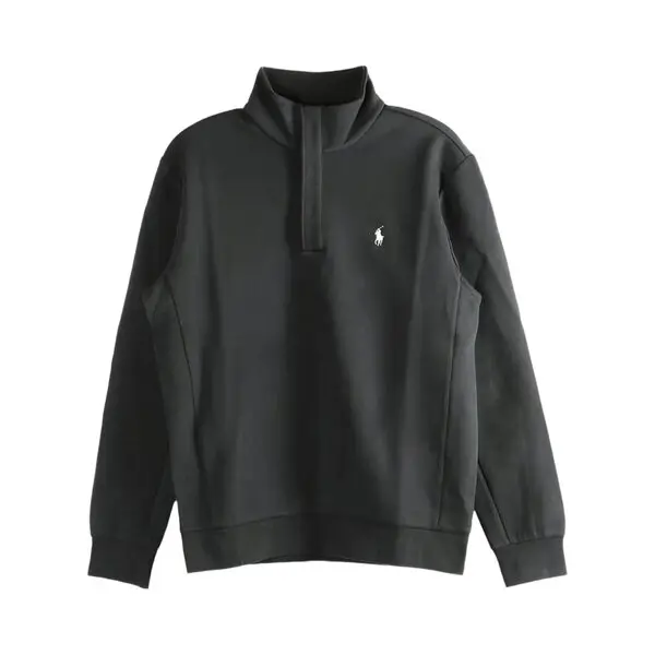 Polo Ralph Lauren Double Knit Tech Snap Mockneck Pullover 'polo - Black
