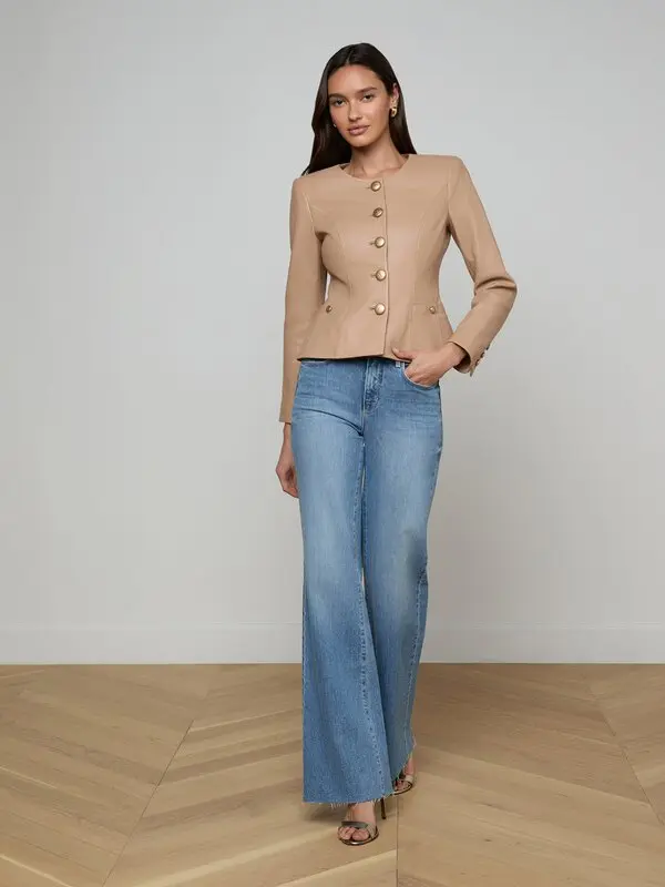 L'Agence Mariella Leather Jacket - Cappuccino