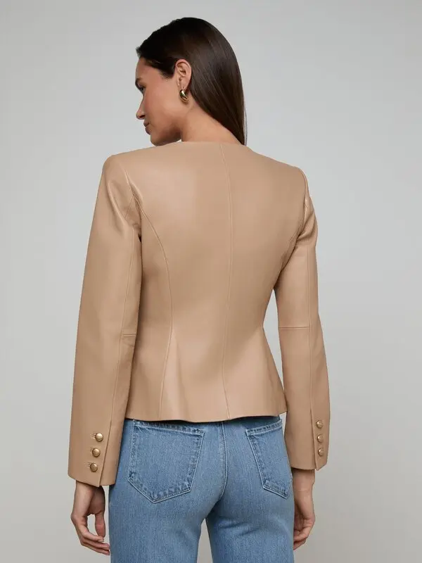 L'Agence Mariella Leather Jacket - Cappuccino