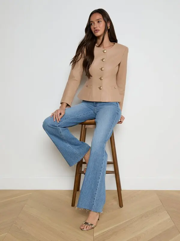 L'Agence Mariella Leather Jacket - Cappuccino