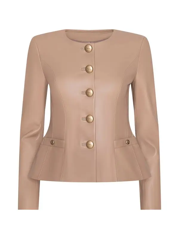 L'Agence Mariella Leather Jacket - Cappuccino