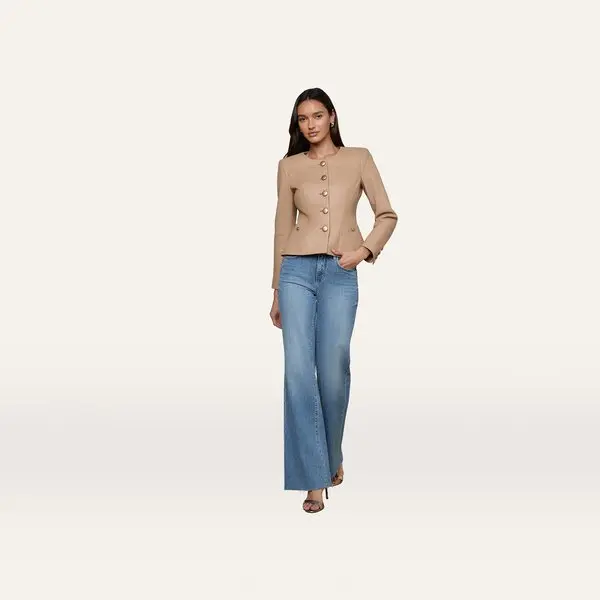 L'AGENCE Mariella Leather Jacket - Cappuccino