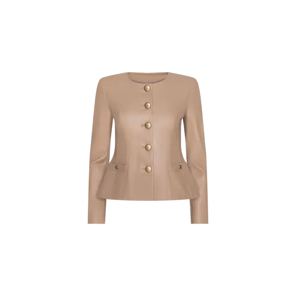 L'AGENCE Mariella Leather Jacket - Cappuccino