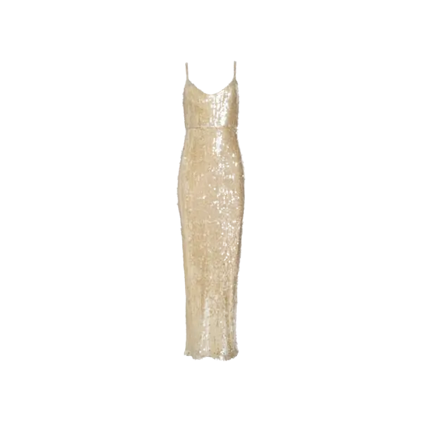 L'Agence Karma Sequin Maxi Dress - Clear/beige Sequin Mesh