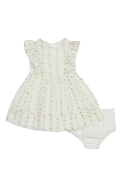 PIPPA & JULIE Floral Stripe Ruffle Dress & Bloomers Set - White