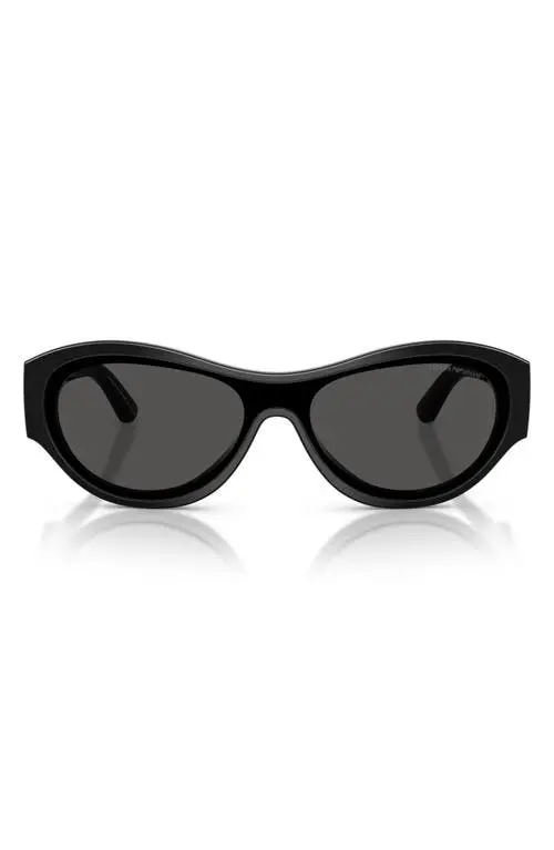 Emporio Armani 136mm Irregular Sunglasses - Shiny Black/dark Grey