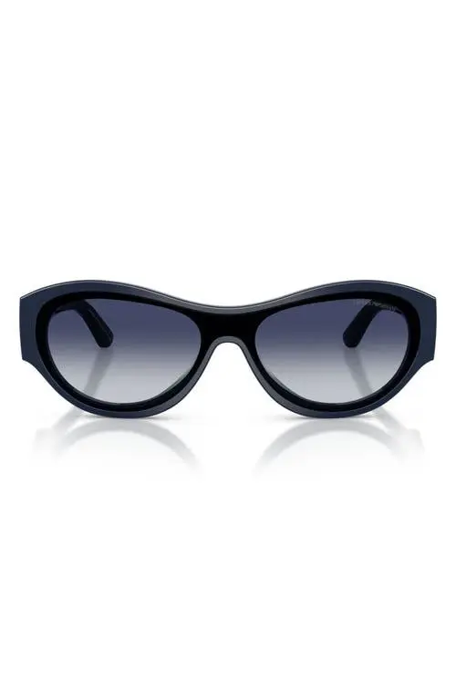 Emporio Armani 136mm Irregular Sunglasses - Shiny Blue/grey Blue