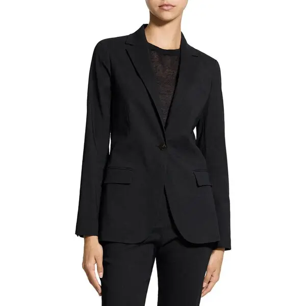 Theory Linen-blend Blazer - Black