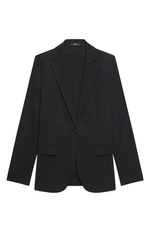Theory Linen-blend Blazer - Black