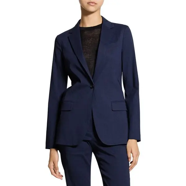 Theory Linen-blend Blazer - Midnight Navy