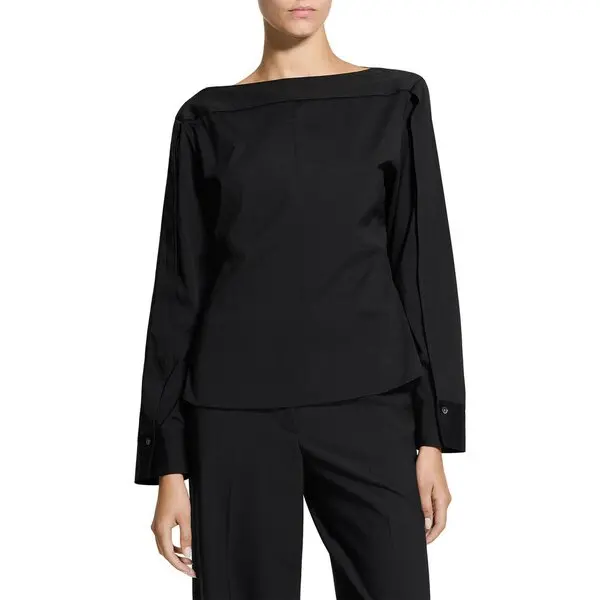 Theory Button Sleeve Boat Neck Top
