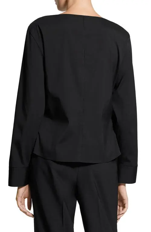 Theory Button Sleeve Boat Neck Top