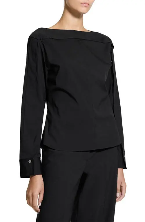 Theory Button Sleeve Boat Neck Top