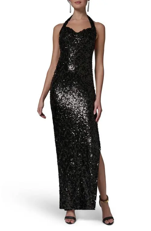 Donna Karan New York Sequin Halter Gown
