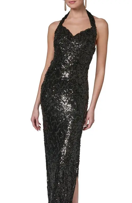 Donna Karan New York Sequin Halter Gown