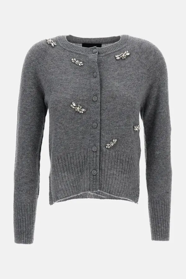 Simone Rocha Cashmere Cardigan With Crystal Embellishments - Grey