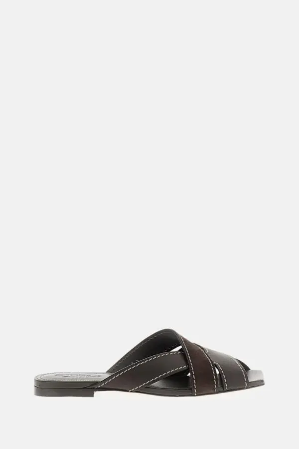 TOD'S Smooth And Suede Leather Sandals - Brown