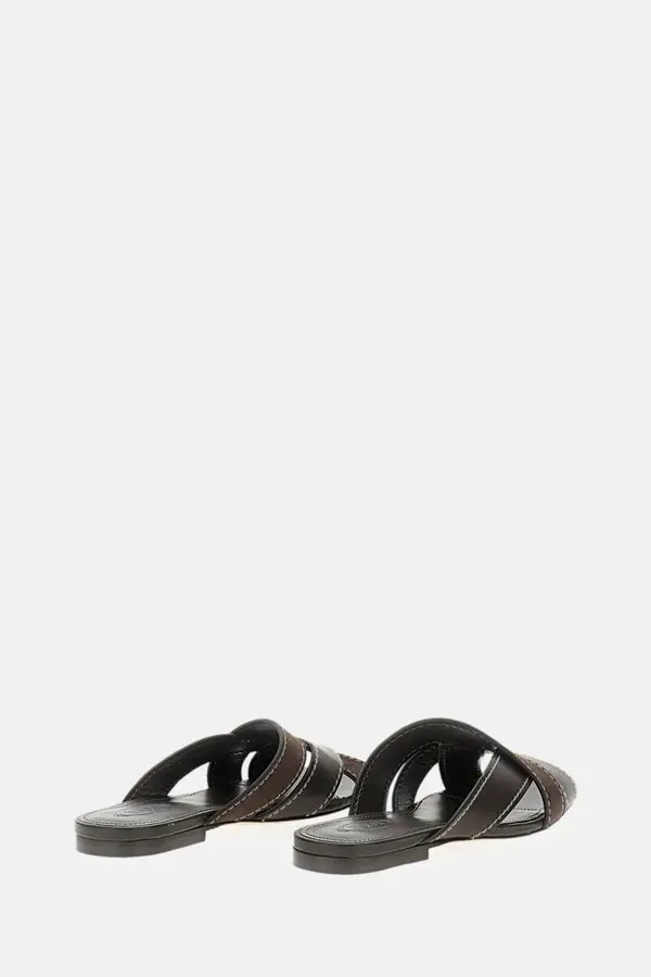 TOD'S Smooth And Suede Leather Sandals - Brown