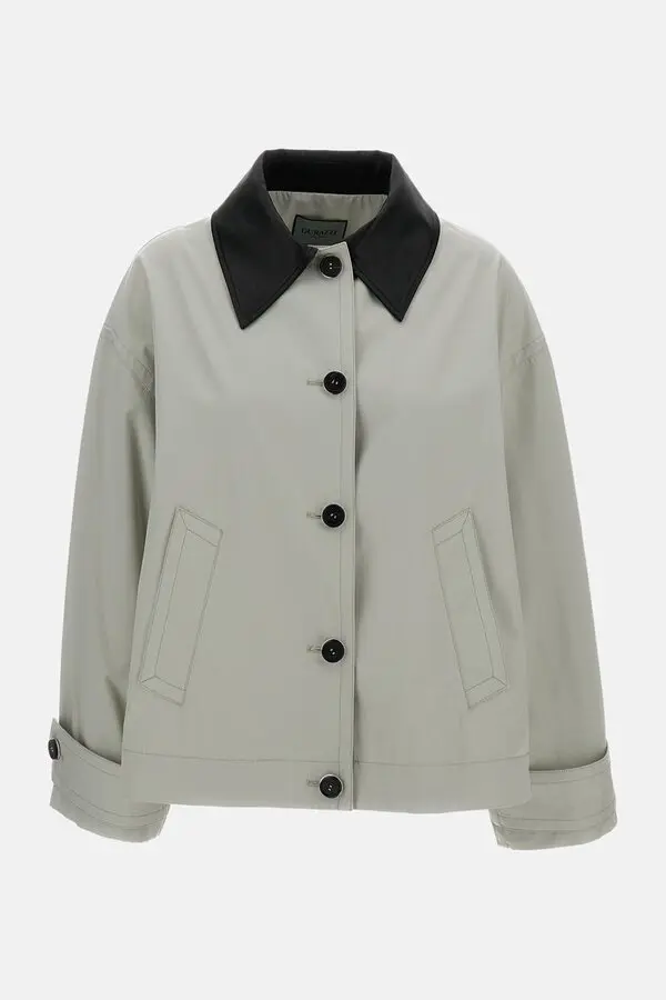 DURAZZI MILANO Relaxed Fit Jacket With Leather Collar - Grey