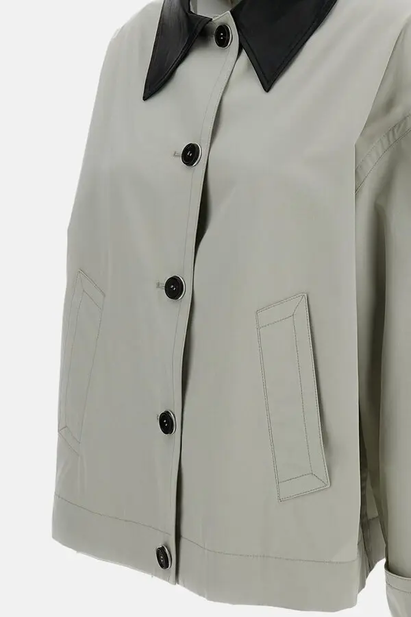 DURAZZI MILANO Relaxed Fit Jacket With Leather Collar - Grey