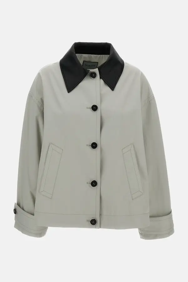 DURAZZI MILANO Relaxed Fit Jacket With Leather Collar - Grey
