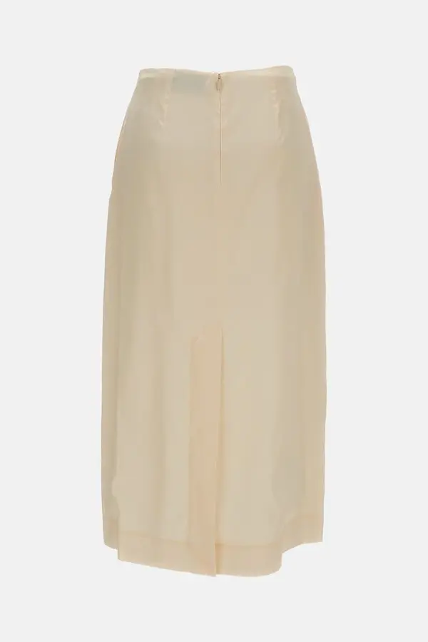 Simone Rocha Pencil Skirt With Poppy Print - Beige