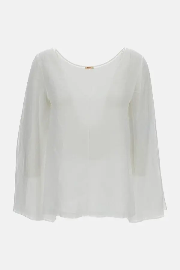 BIFFI V-neck Linen Top