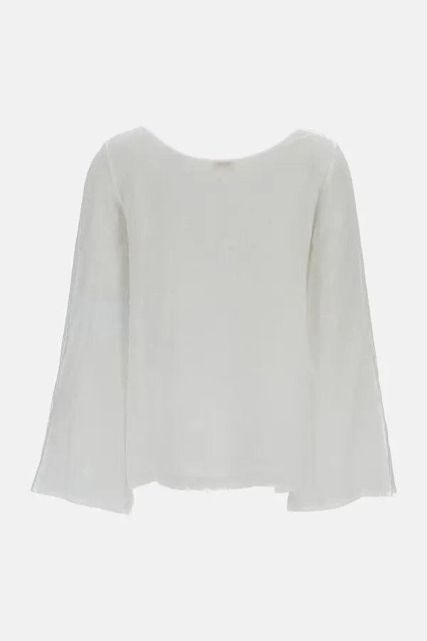 BIFFI V-neck Linen Top