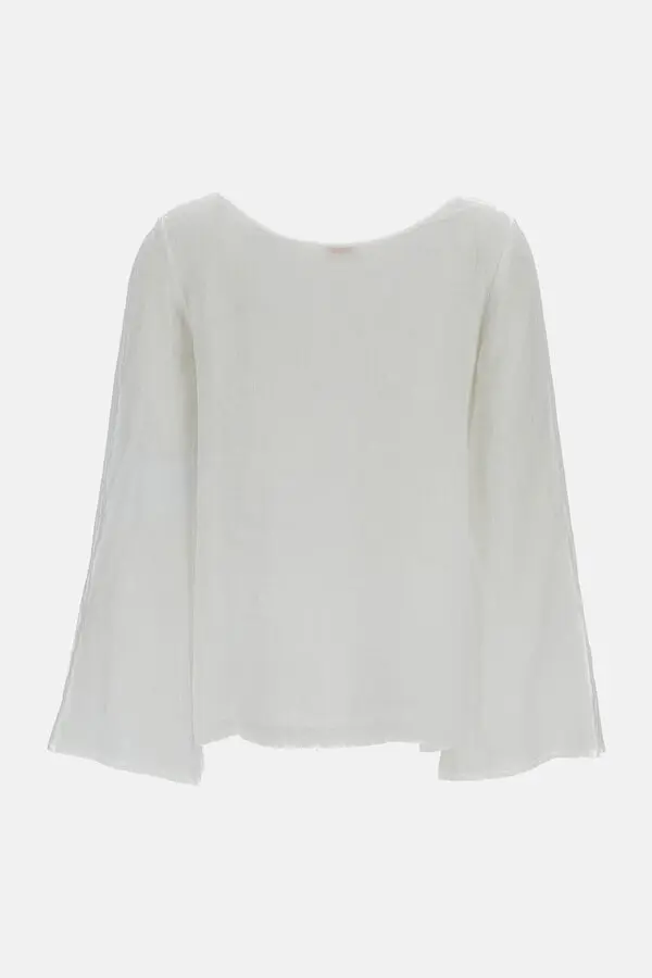 BIFFI V-neck Linen Top