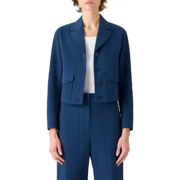 Akris Cotton Stretch Seersucker Jacket - Dark Blue
