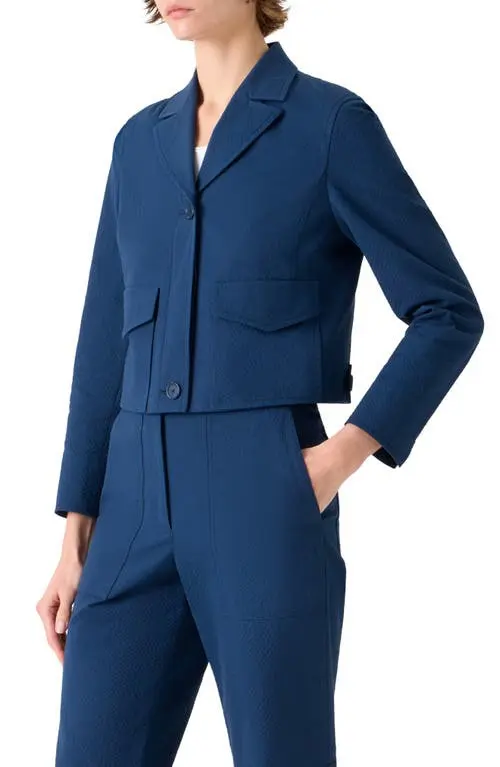 Akris Cotton Stretch Seersucker Jacket - Dark Blue