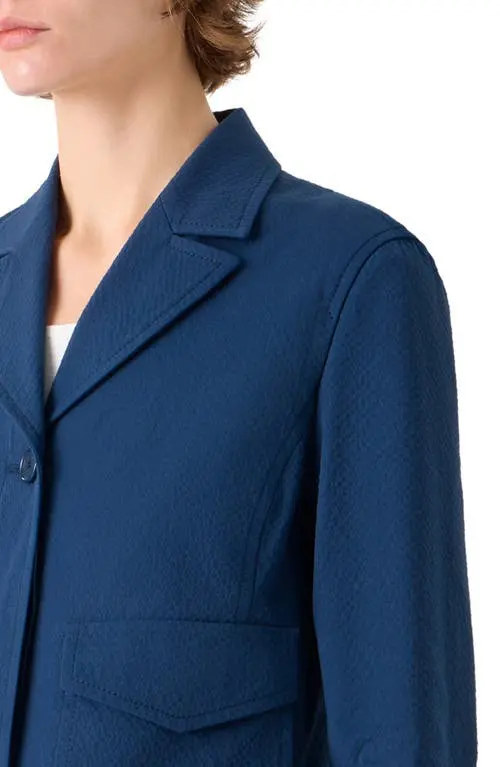 Akris Cotton Stretch Seersucker Jacket - Dark Blue