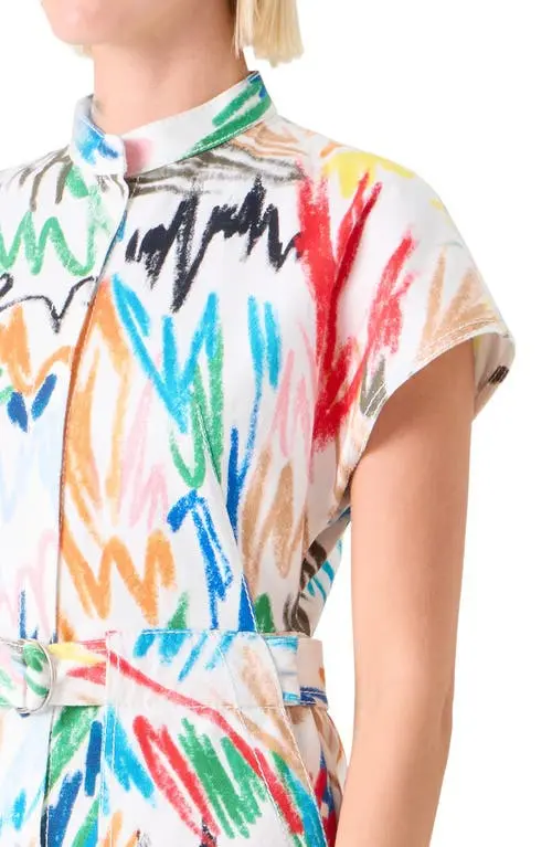 Akris Scribble Print Stretch Denim Minidress