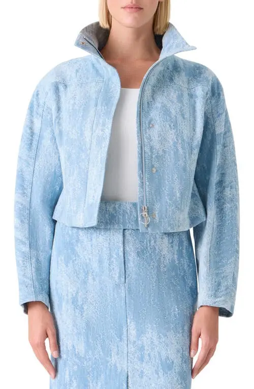 Akris Egg Shape Cotton Denim Jacquard Jacket - Sky Blue Denim