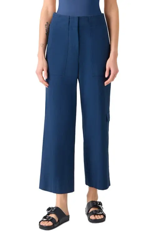 Akris Cliff Cotton Stretch Seersucker Cargo Ankle Pants