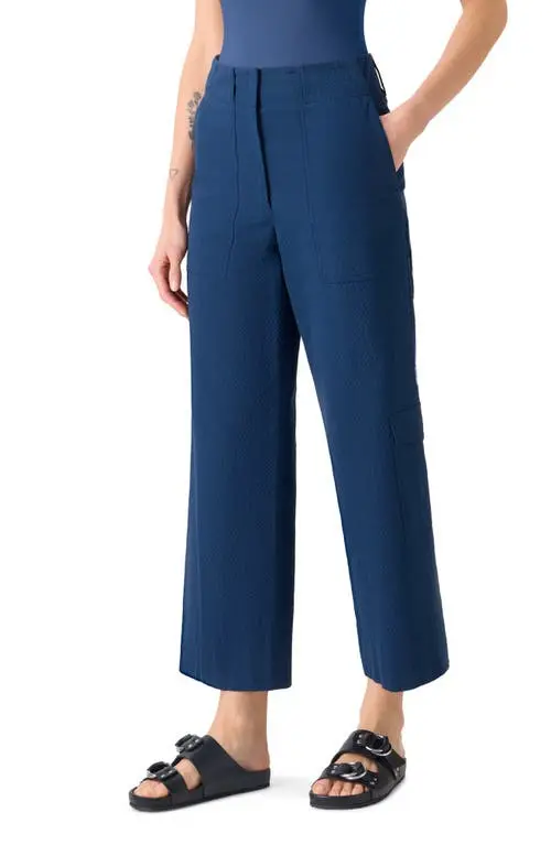 Akris Cliff Cotton Stretch Seersucker Cargo Ankle Pants
