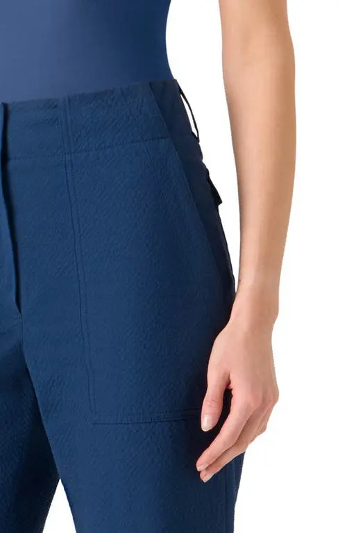Akris Cliff Cotton Stretch Seersucker Cargo Ankle Pants
