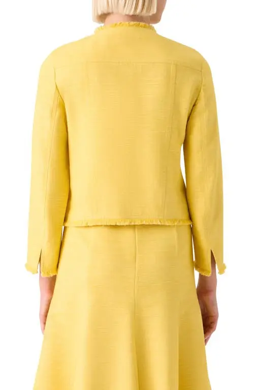 Akris Crop Silk & Cotton Shantung Jacket - Lemon Zing