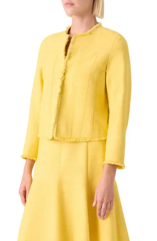 Akris Crop Silk & Cotton Shantung Jacket - Lemon Zing