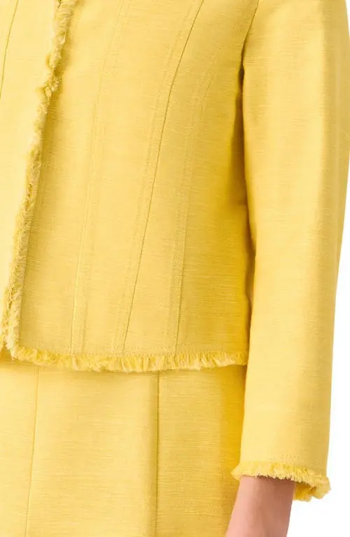 Akris Crop Silk & Cotton Shantung Jacket - Lemon Zing