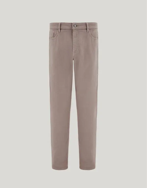 Canali Regular Fit Five Pocket Cotton Pants - Brown