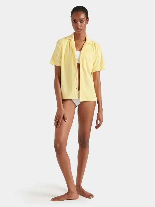 Hunza G Terry Toweling Cuban Shirt - Butter