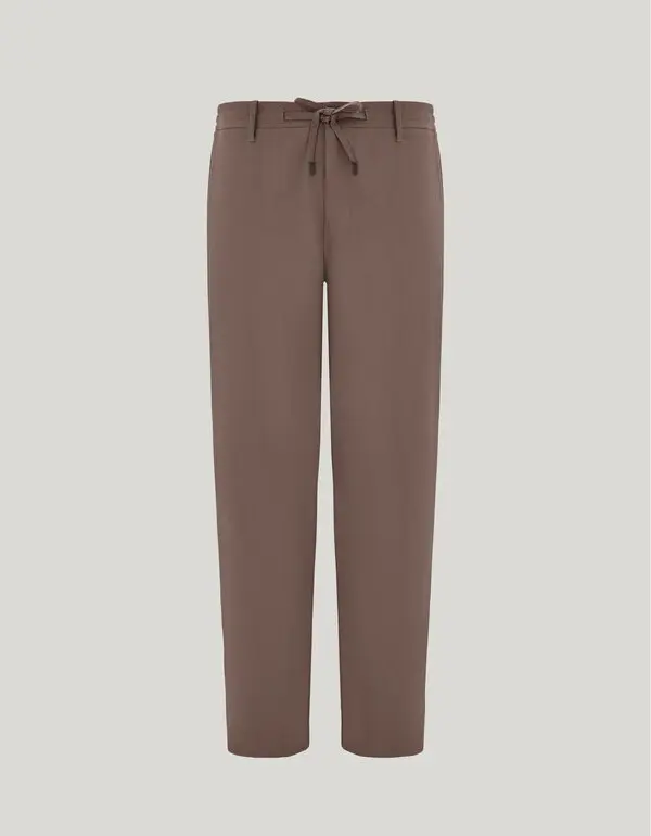 Canali Travel Wool Regular Fit Drawstring Pants - Brown