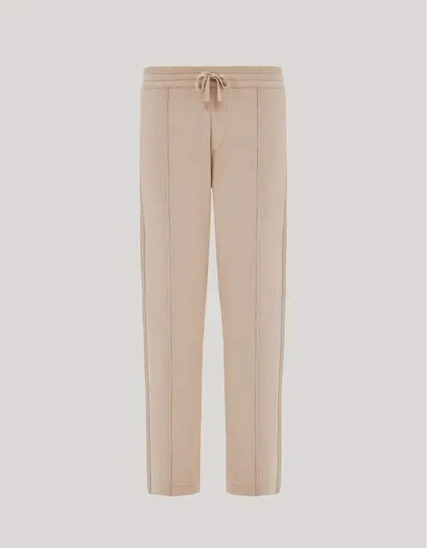 Canali Cotton Blend Joggers With Side Band - Beige