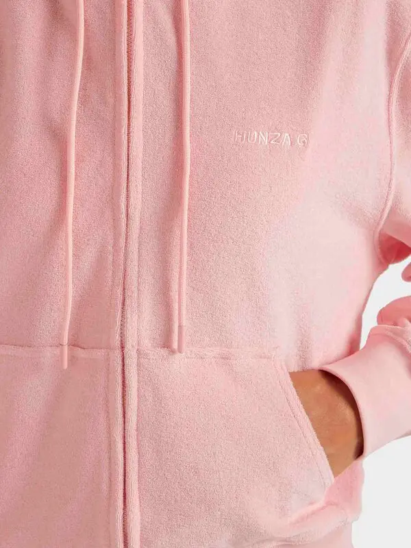 Hunza G Terry Towelling Zip Up Hoodie - Pink
