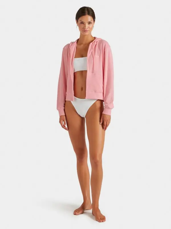 Hunza G Terry Towelling Zip Up Hoodie - Pink